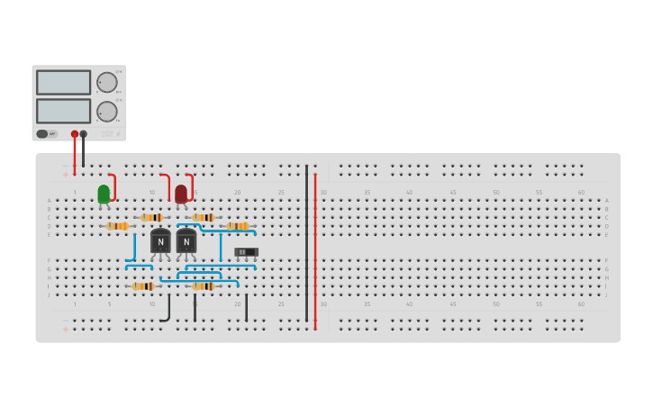 Circuit design Bistable Multivibrator (Transistor) | Tinkercad