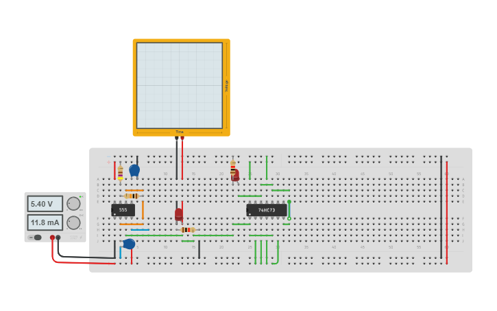 Circuit design 1Hz 555 timer demo | Tinkercad