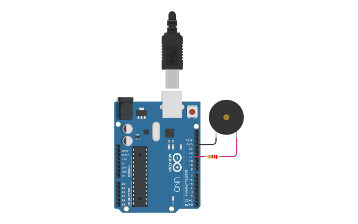 Circuit design Piezo | Tinkercad