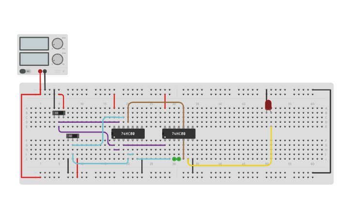 Circuit design XNOR Gate using NAND Gate | Tinkercad