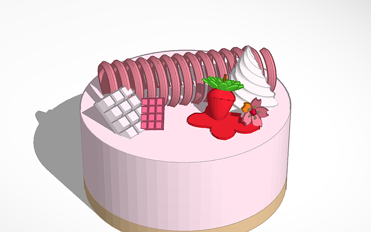 3D design strawberry cheese cake | Tinkercad