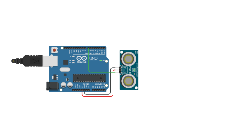 Circuit design sensor ultrasonico | Tinkercad