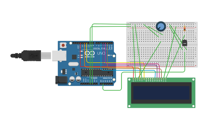 Circuit Design Digital Thermometer With Lcd Display Using Arduino Tinkercad