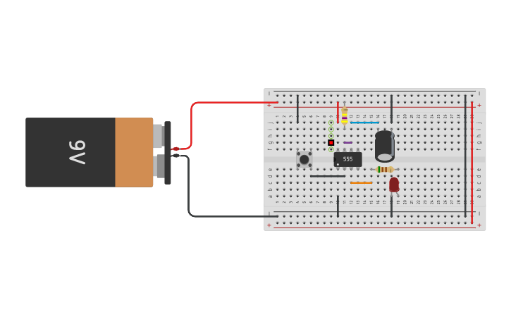 Circuit design Circuito con integrado 555 Monoestable | Tinkercad