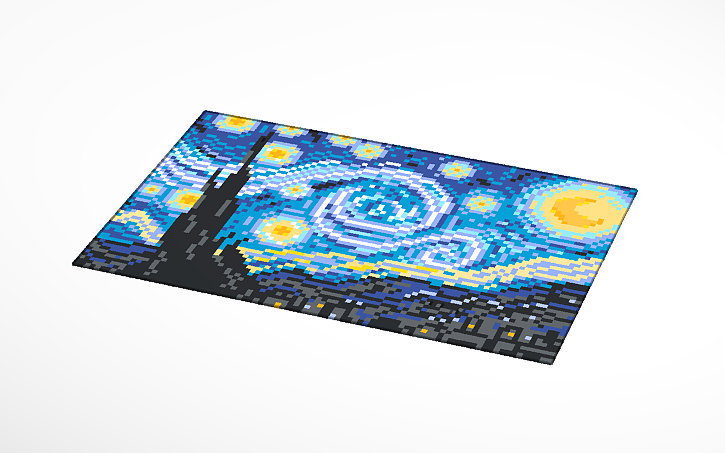 3D design Attempt at Starry Night Pixel Art | Tinkercad