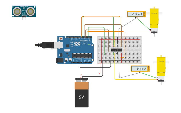 Circuit design dual dc motor | Tinkercad