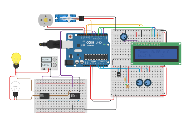 Circuit design Smart Greenhouse | Tinkercad