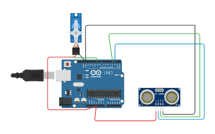 Circuit design SMART DUSTBIN(IOT) | Tinkercad