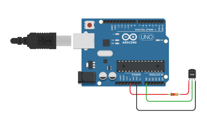 Circuit design NTC THERMISTOR PROJECT | Tinkercad