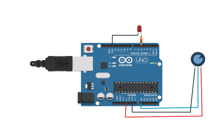 Circuit Design Led Working With Potentiometer Tinkercad