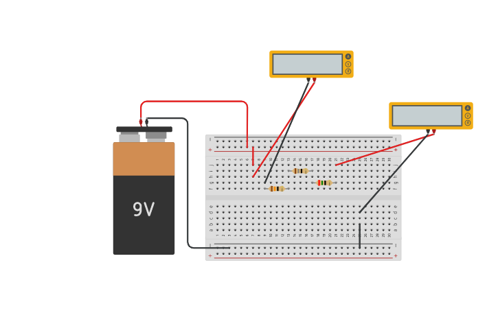 Circuit design CIRCUITO EN SERIE CON AMPERIMETROS | Tinkercad