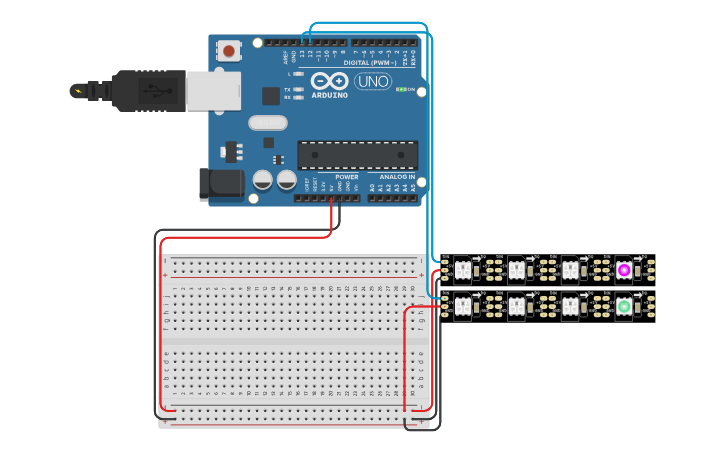 Circuit design NeoPixel Strip 4 | Tinkercad