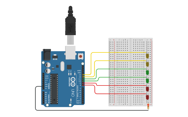 Circuit design Secuencia de Luces | Tinkercad