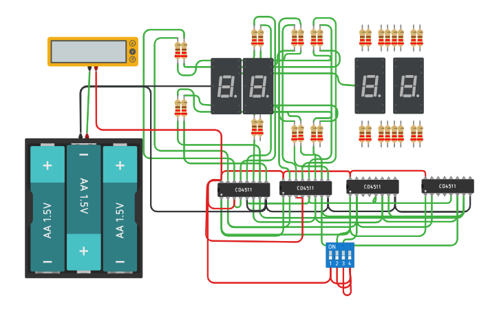Circuit design 7 segment clock | Tinkercad