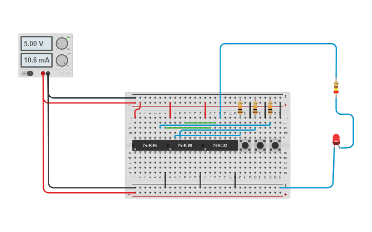 Circuit design porta logica 1 | Tinkercad
