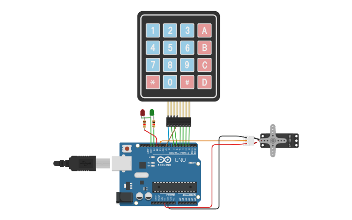 Circuit design CERRADURA PUERTA CON ARDUINO | Tinkercad