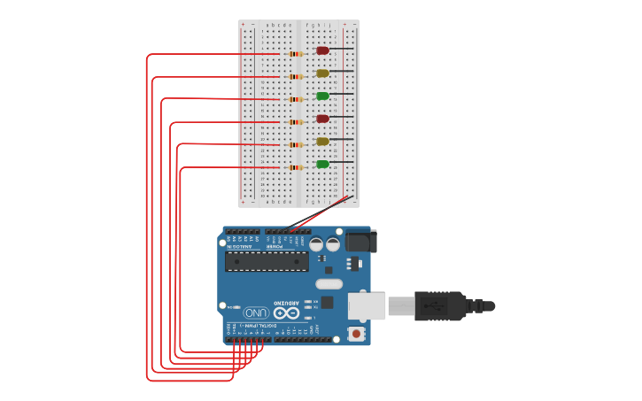 Circuit Design Feux Tricolore Tinkercad