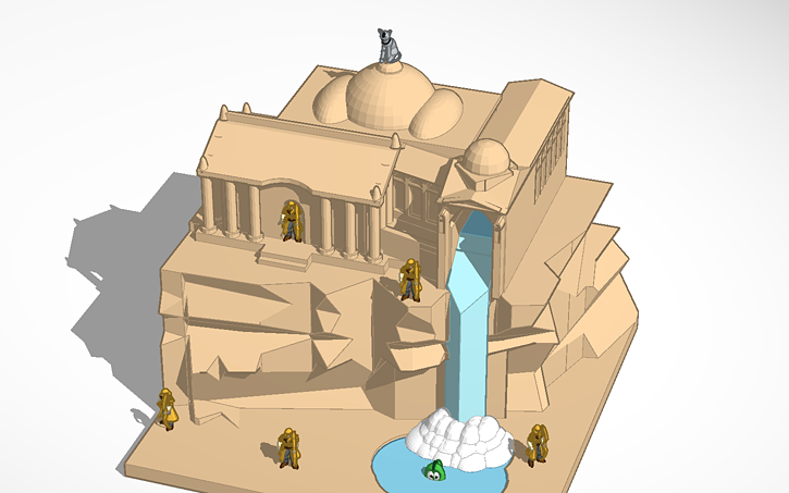 3D design Waterfall city w/ animals | Tinkercad