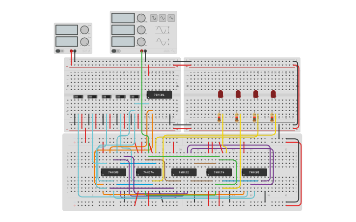 Circuit design 4-bit PIPO shift register | Tinkercad