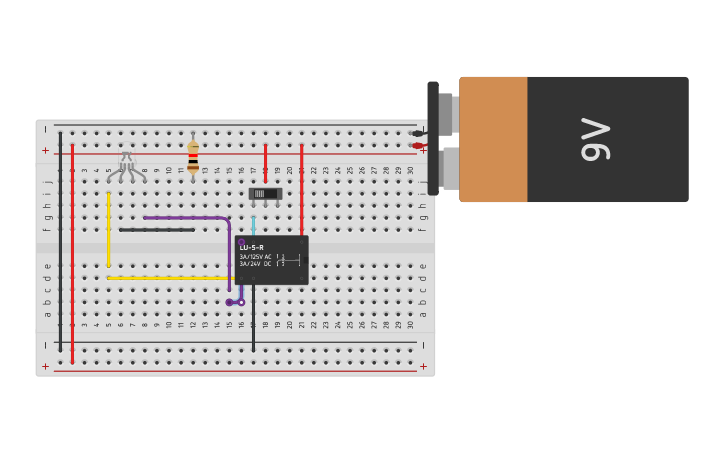 Circuit design RELAY SPST | Tinkercad