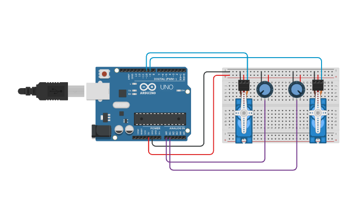 Circuit design Joystick with Servo | Tinkercad