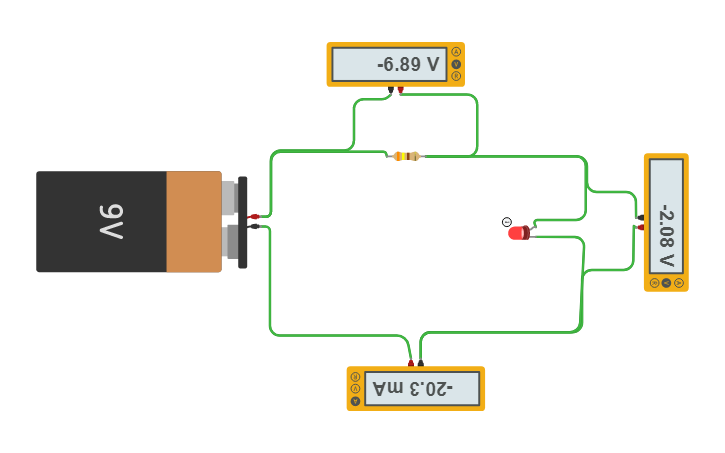 Circuit design Circuito con pila de 9v y un led | Tinkercad Circuit design Circuito con pila de 9v y un led | Tinkercad