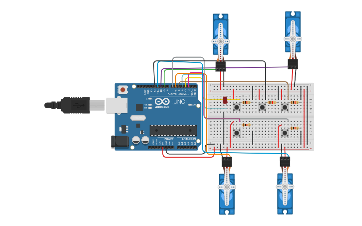 Circuit Design Esquema De Servomotores Tinkercad