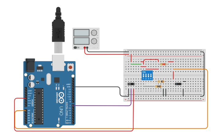 Circuit design Amperímetro | Tinkercad