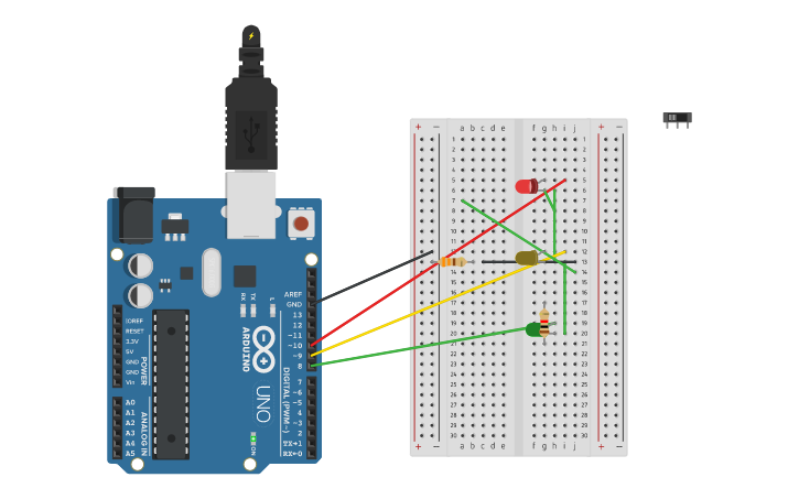 Circuit design Arduino Traffic Light | Tinkercad
