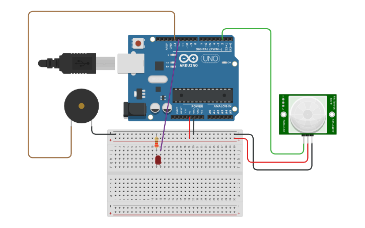Circuit design Sensor de Movimiento - Pir | Tinkercad