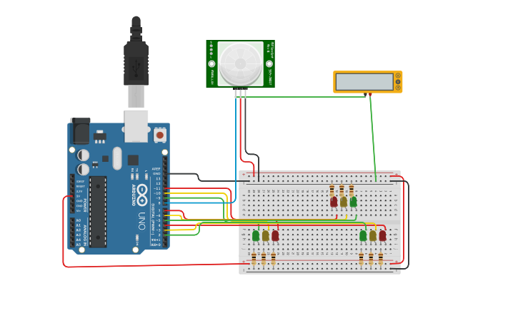 Circuit design Circuito de 3 semaforos | Tinkercad
