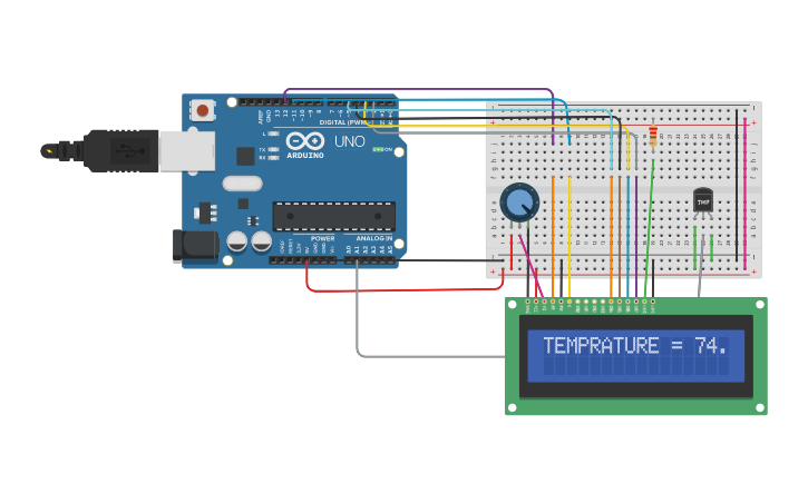 Circuit design Digital thermometer | Tinkercad