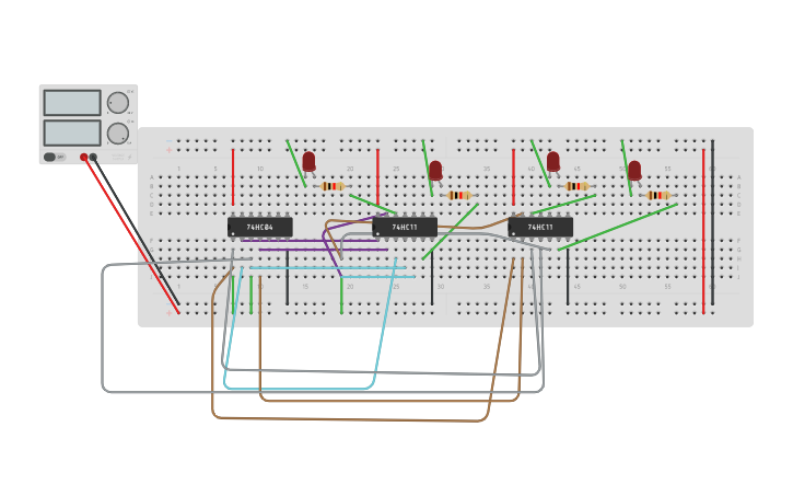 Circuit design 2 to 4 decoder | Tinkercad