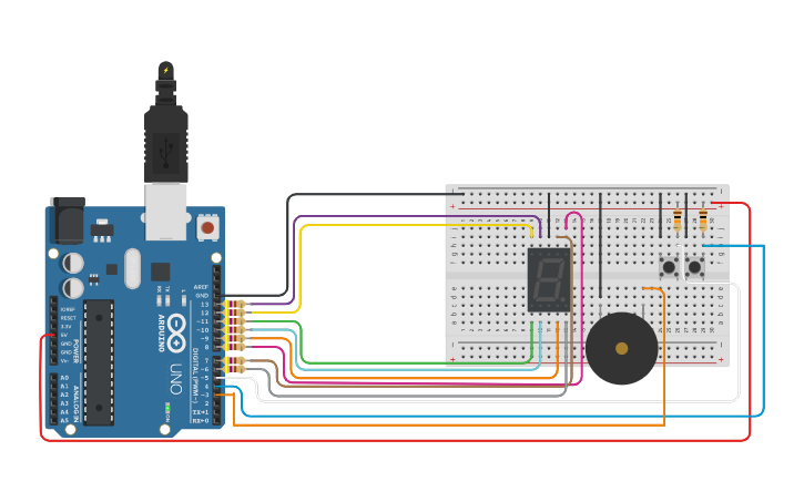 Circuit Design 7 Segment Display 0 9 Timer Tinkercad