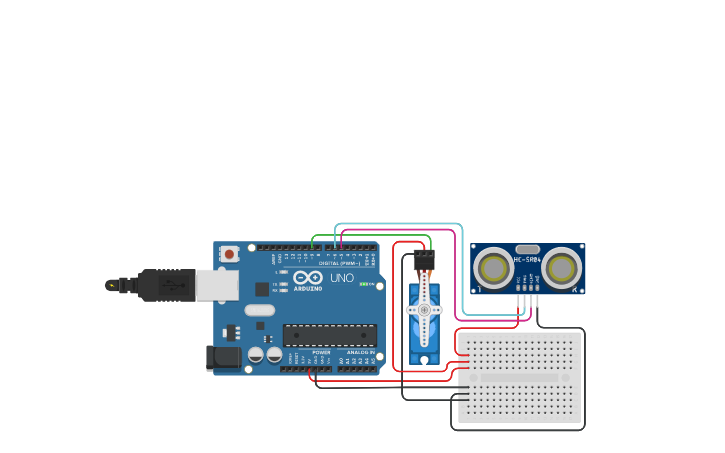 Ultrasonic Sensor With Servo At Tinkercad Using Ardui