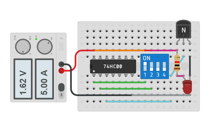 Circuit design AND Circuit from 74HC00 | Tinkercad