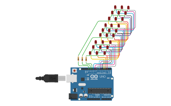 Circuit design 3x3x3 LED cube | Tinkercad