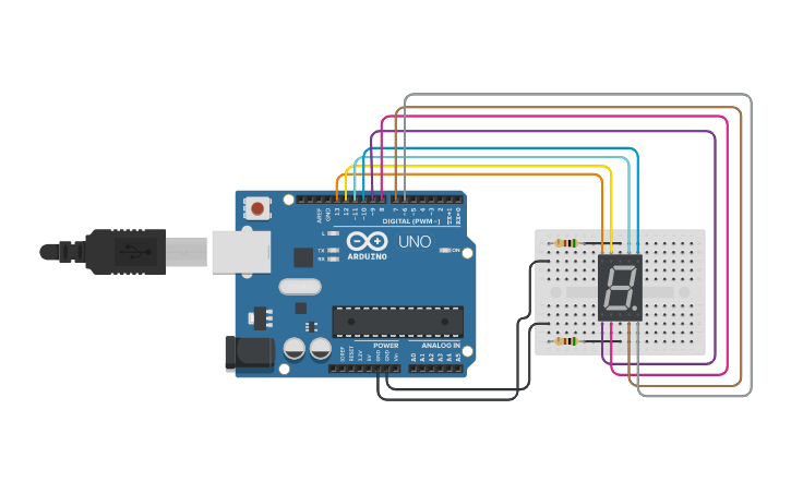 Circuit design Copy of Arduino 7 segment display | Tinkercad