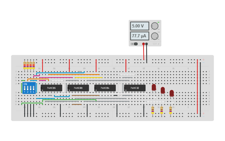 Circuit design Practica 5 Restador Completo | Tinkercad Circuit design Practica 5 Restador Completo | Tinkercad