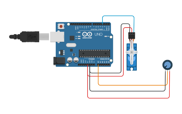 Circuit Design Servo Motor Arduino Tinkercad