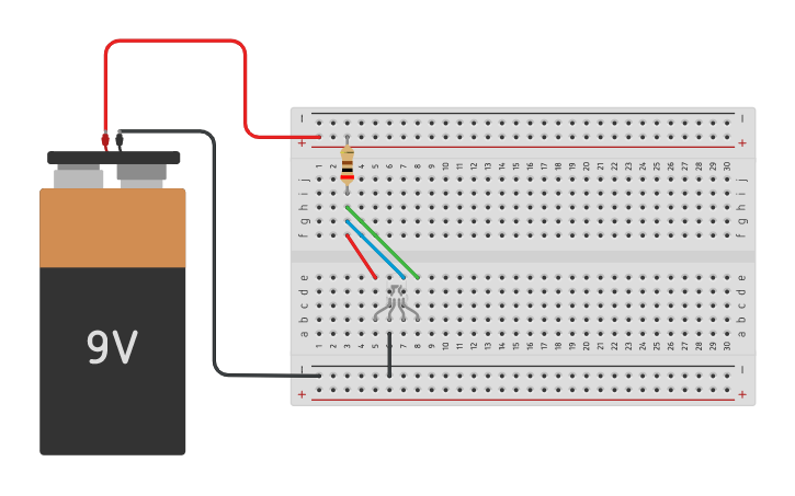 Circuit design Encendido de led RGB | Tinkercad