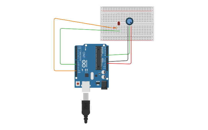 Circuit design potenciometro LED | Tinkercad