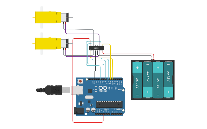 Circuit Design Dual Motor Driver Using Arduino Pwm Tinkercad