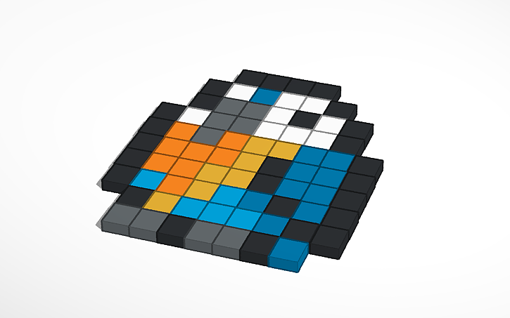 3D design Blue and Gold Macaw Mini-Bird Pixel Art | Tinkercad