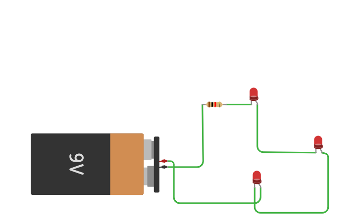 Circuit design Un circuito en serie con 3 LED. | Tinkercad