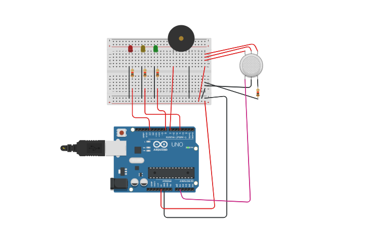 Circuit design Smoke detector | Tinkercad