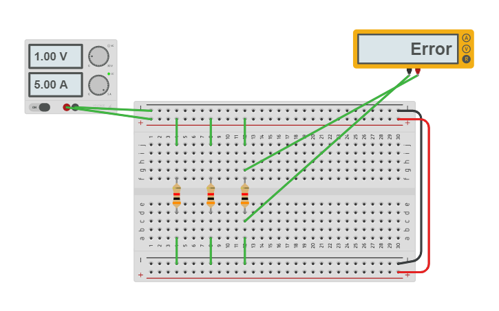 Circuit design Parallel with same resistance in each loop | Tinkercad