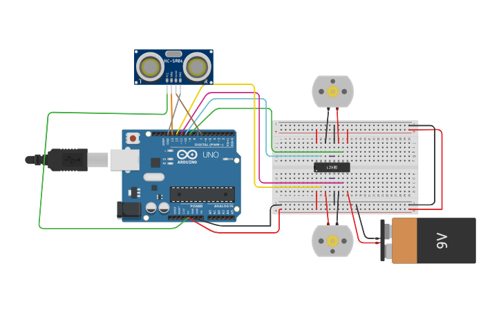 Circuit design Control De Dos Motores Con Arduino Y Puente H L293D | Tinkercad
