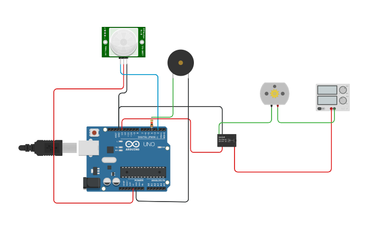 Circuit design Relay with motor | Tinkercad