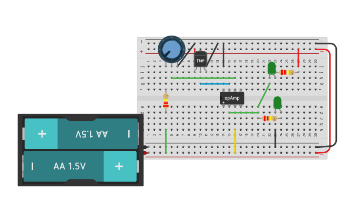 Circuit Design Sensor Suhu Panas Pada Lampu Tinkercad